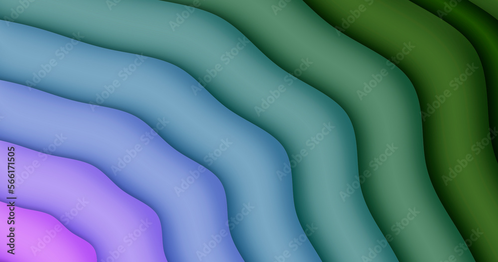 Fondo de papel verde, morado, y azul en forma de capas curvas. Stock ...