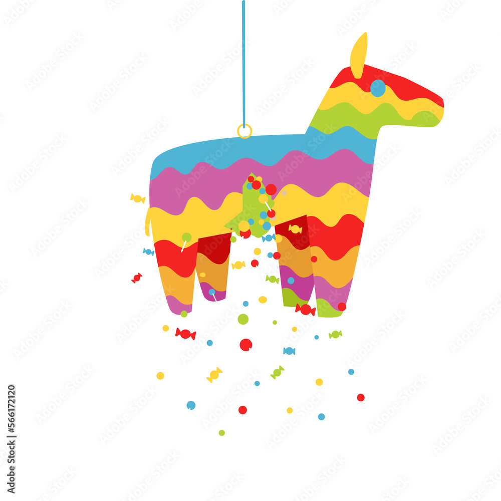 Cartoon colorful pinata horse PNG illustration with transparent ...