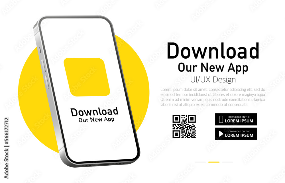 Download our new Mobile App. Empty screen smartphone for you app. Page ...