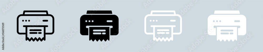 Printer icon set in black and white. Office signs vector illustration ...