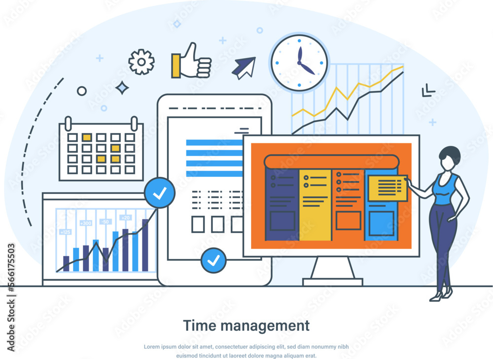 Vetor do Stock: Time management process of organising, planning and ...