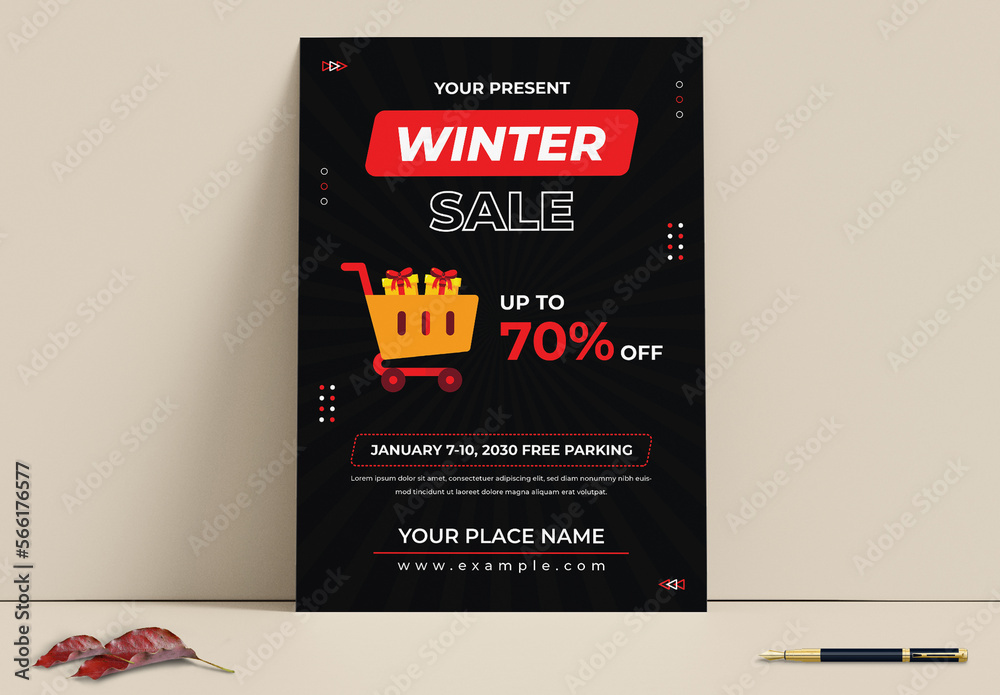 Winter Sale Flyer Design Template Stock Template | Adobe Stock