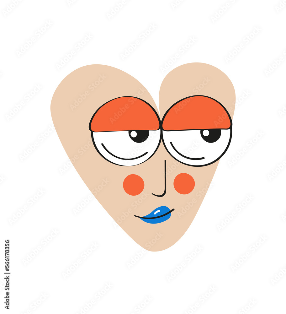 Vector Cartoon heart with big red eyes Isolated. Vector illustration ...