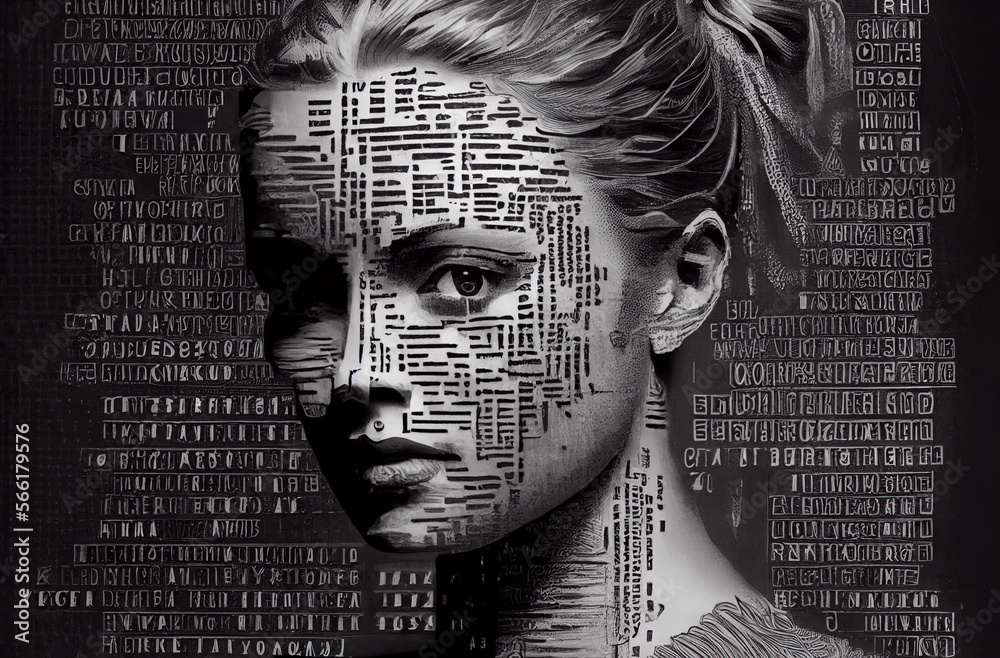 AI concept with illustration made of ascii code Stock Illustration ...