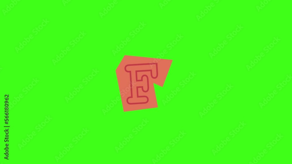 set collection motion graphic paper ransom styles letter F with green ...
