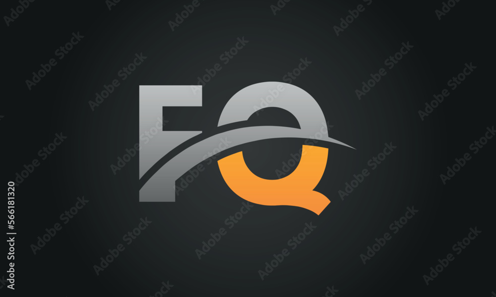 Initial Letter FQ Logo Design With Swoosh Vector Illustration. Stock ...