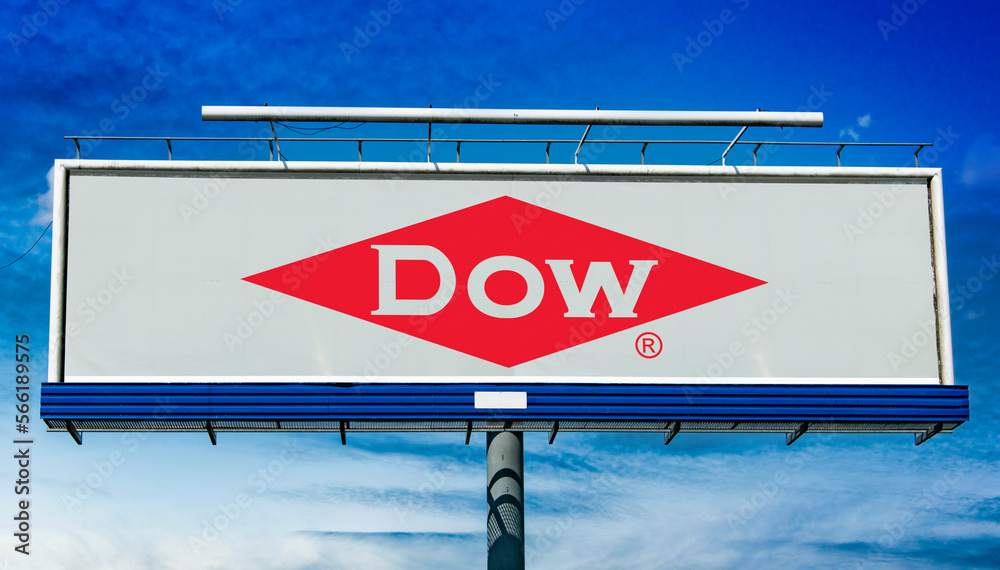 Advertisement billboard displaying logo of Dow Inc Stock Photo | Adobe ...