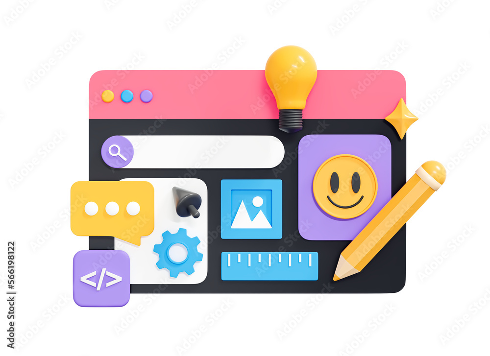 3D Content Creator concept. Web graphic design tools. Digital designer ...