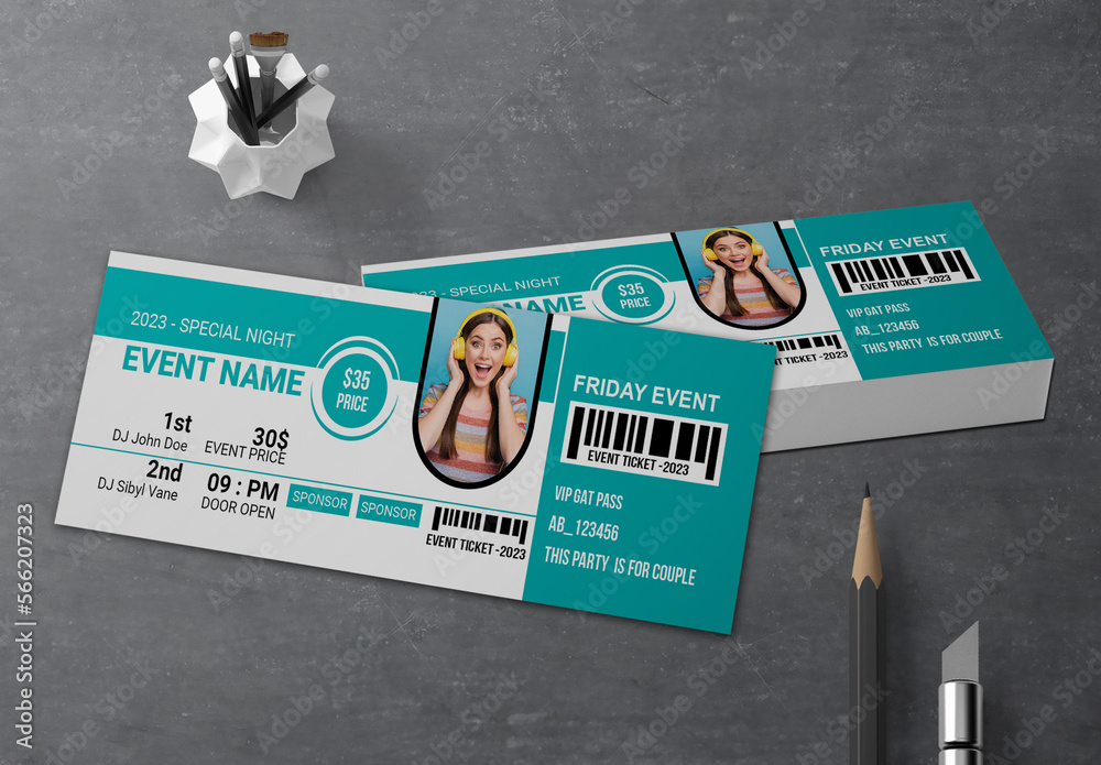Music Event Ticket Design Template Stock Template | Adobe Stock