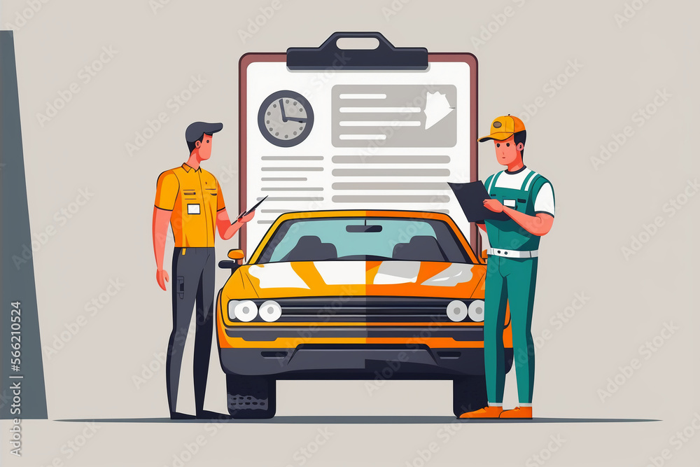 Mechanic check list to the clipboard insurance. Generative AI ...