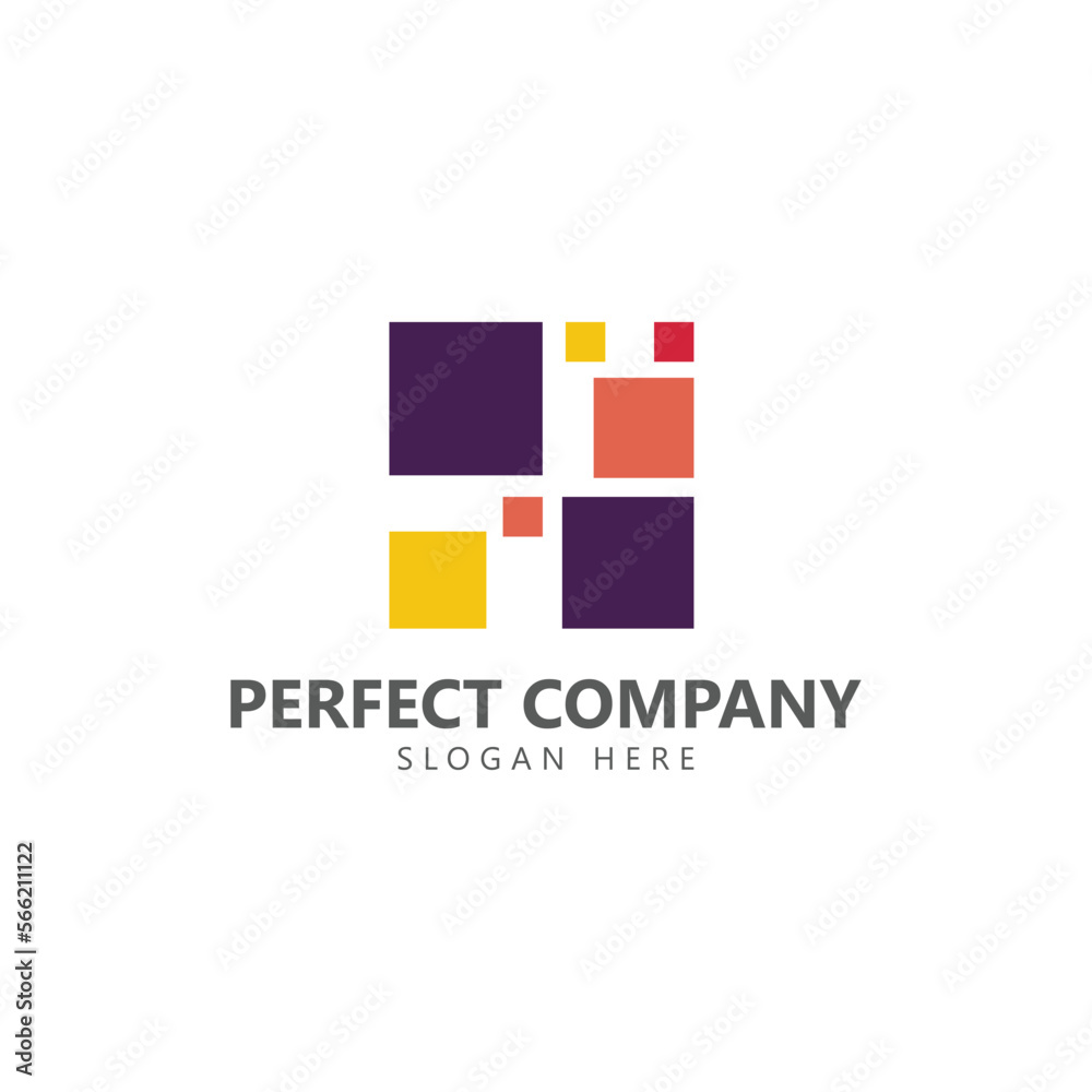 Colorful square vector logo consists of smaller squares. Logo for brand ...