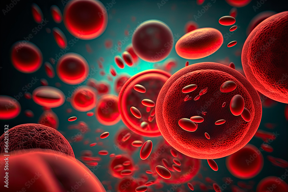 Microscopic view of blood plasma flowing through arteries and veins ...