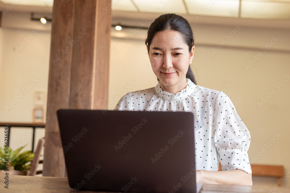 woman work using computer hand typing laptop keyboard contact us ...