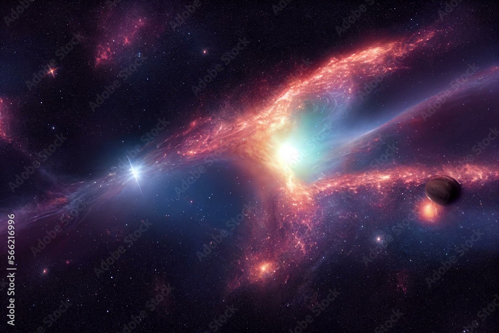 3D illustration of Deep space background, full of stars and galaxies ...