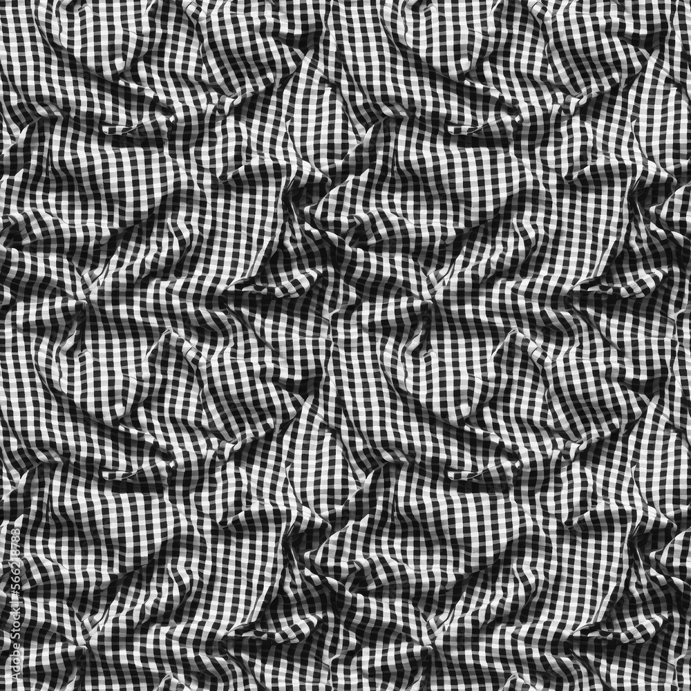 Dark small cell crumpled material suit for background or texture. 3D ...