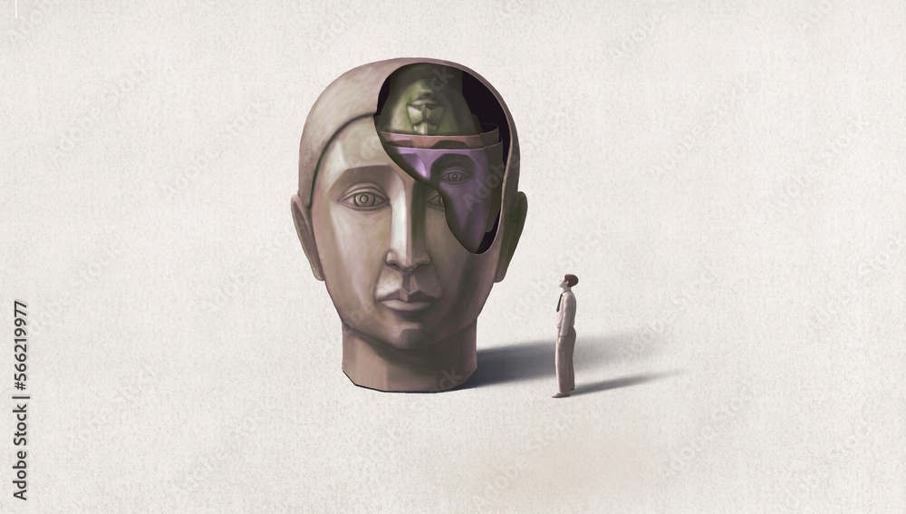 Conceptual art of think, brain mind, mental health, spiritual, soul and ...
