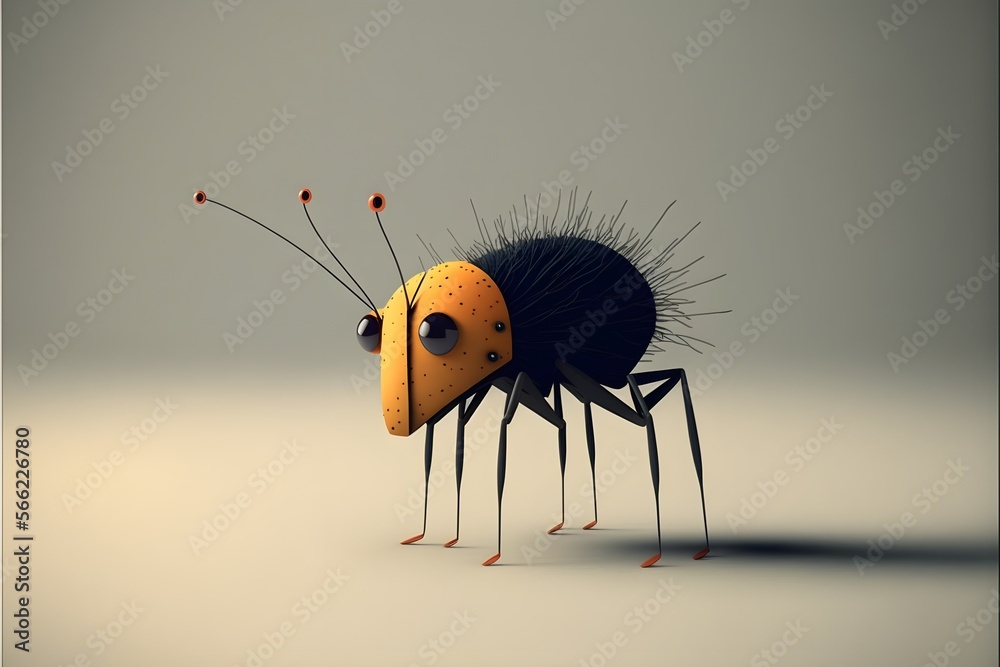 bizarre insect full body cartoon illustration minimal Stock ...