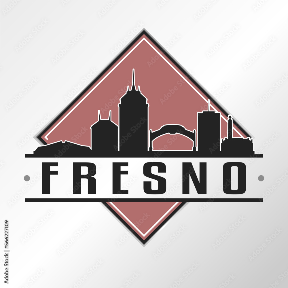 Fresno, CA, USA Skyline Logo. Adventure Landscape Design Vector City ...