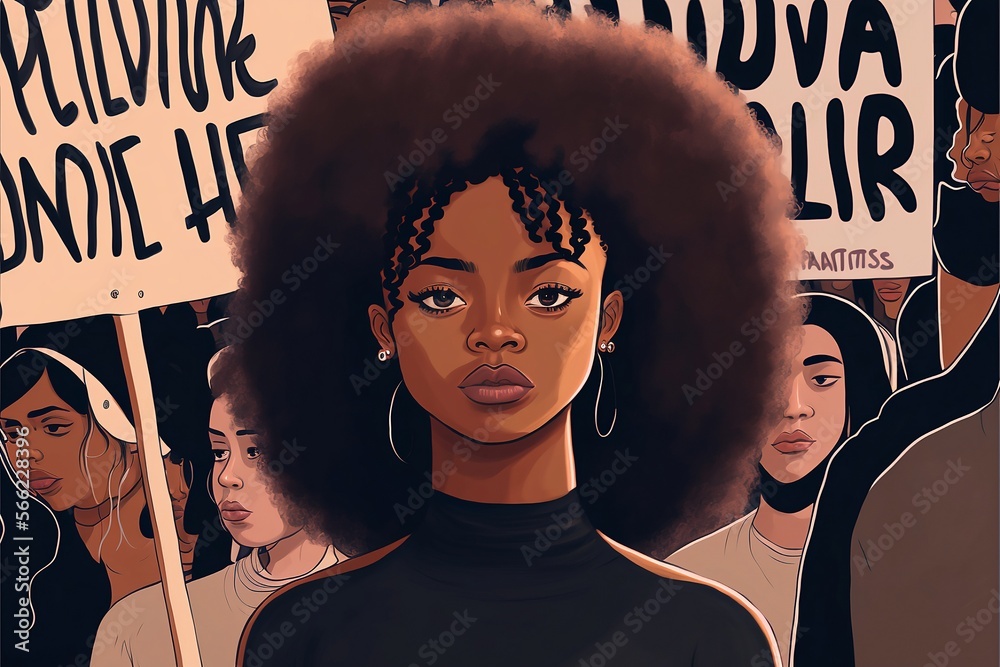 black woman, art, illustration, empowerment, activism, demonstration ...