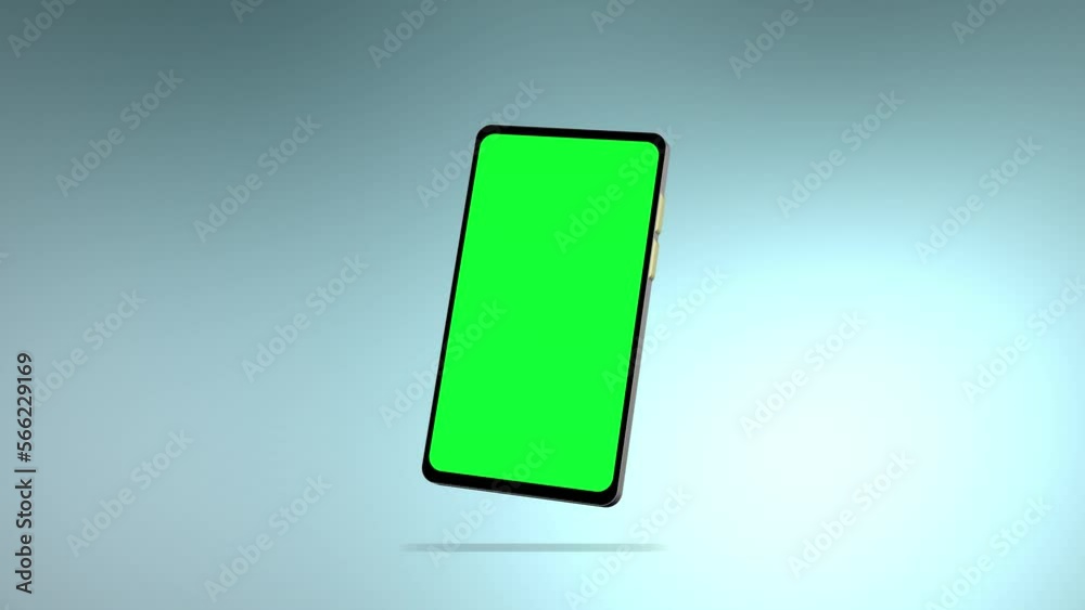 Smartphone with green screen isolated on white background. 4K animation ...