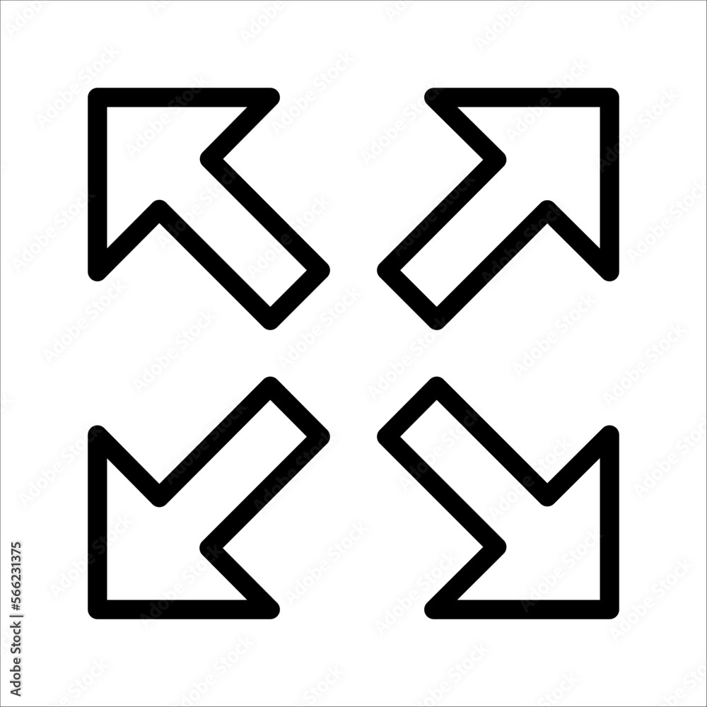 Full screen icon, Expand to full screen sign and symbol. Arrows symbol ...