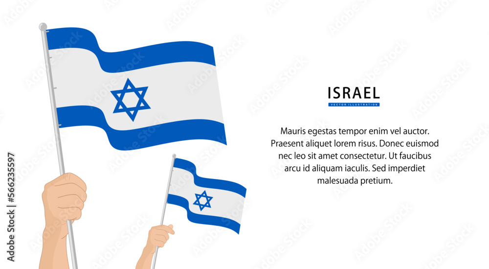 Hand holding Israel flag. Illustration in flat style. Waving flag of ...
