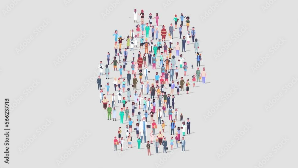Germany Population Creative Concept on German Map. Large Crowd of ...
