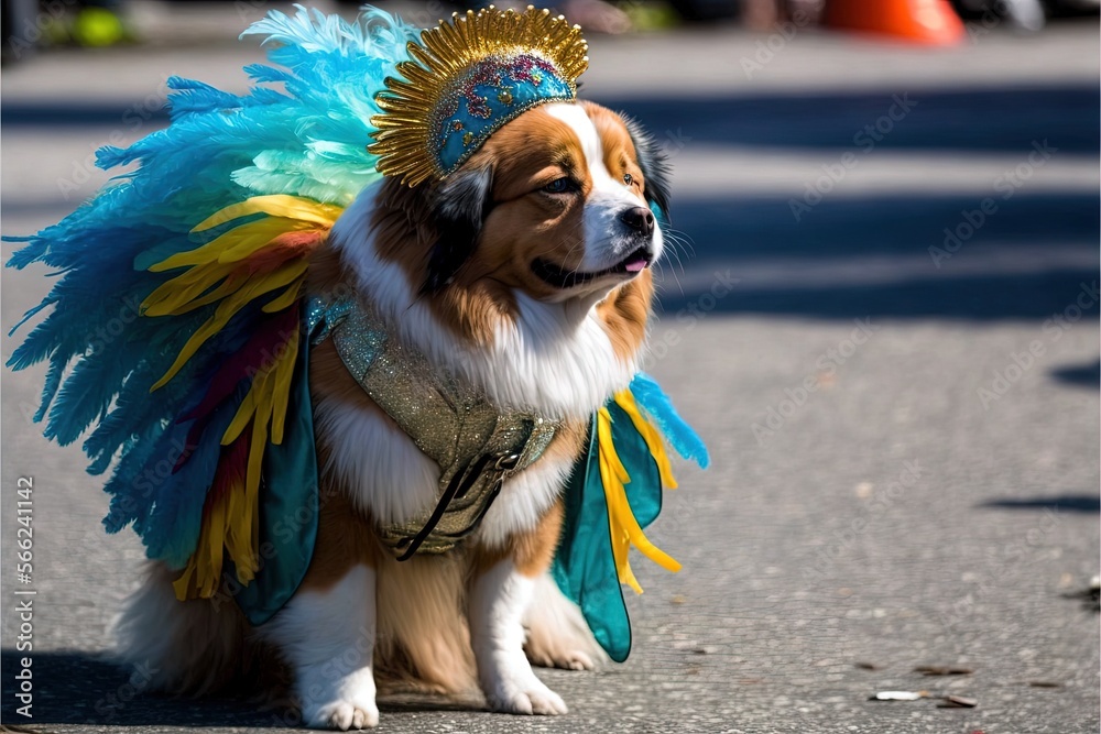 dog in carnival costume at carnival parade illustration generative ai ...