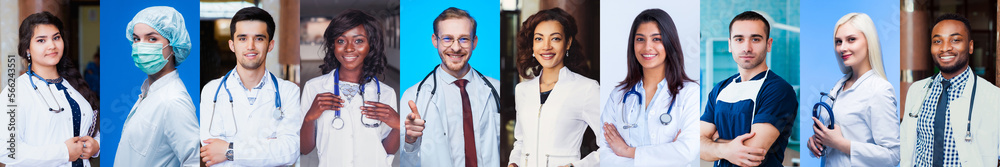 Collection of professional doctors portraits with smiling successful ...