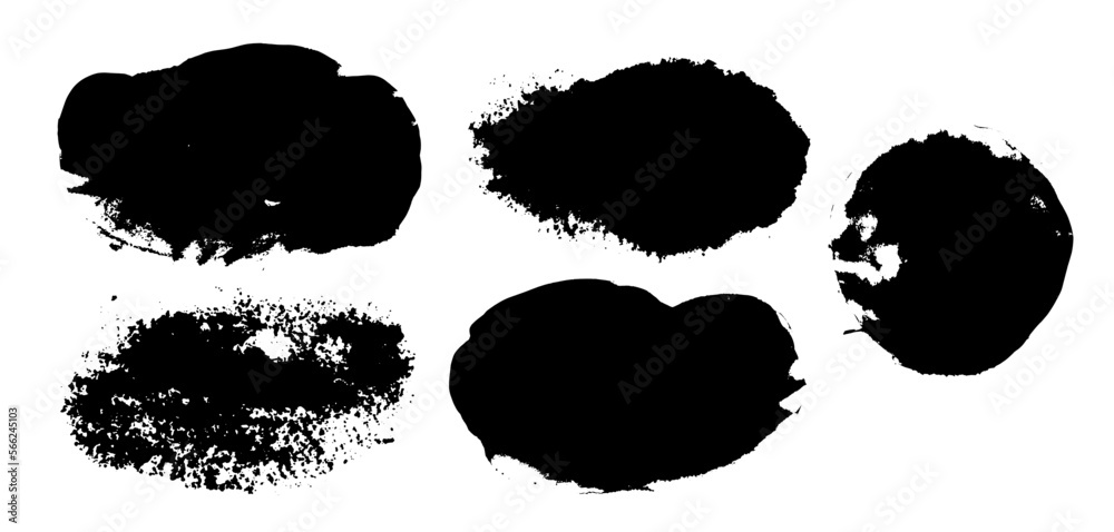 Colección de manchas con pintura negra, manchas reales hechas a mano ...