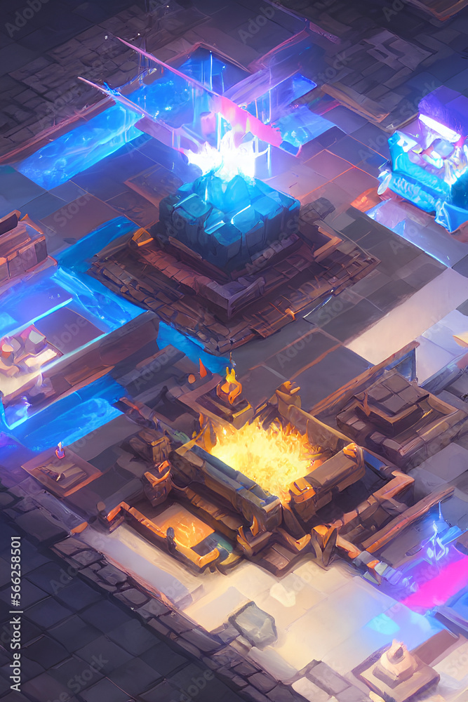 Fantasy Isometric Map (Mobile Games Style)- Background for Level Design ...