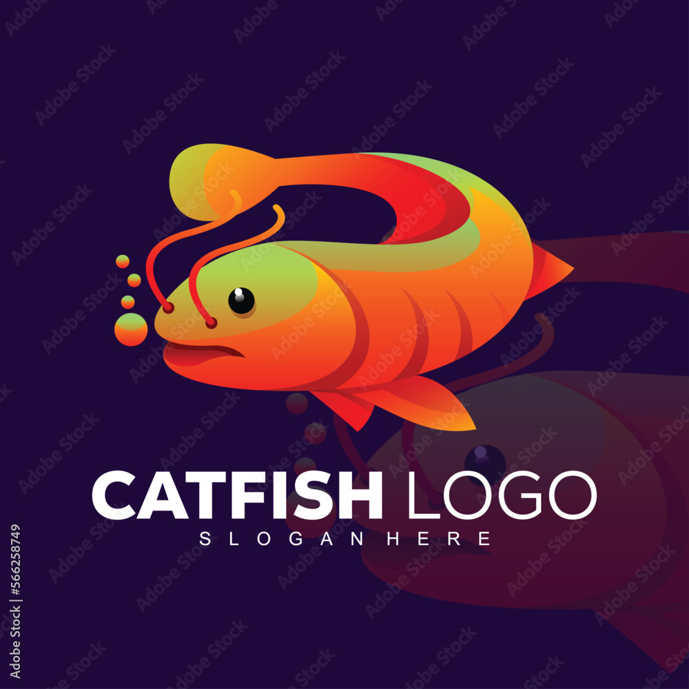 vector illustration catfish gradient logo colorful Stock Vector | Adobe ...