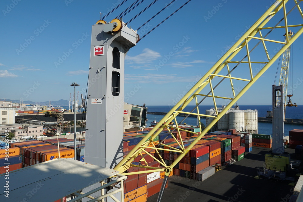 Genoa, Italy - 08 03 2022: View on container terminal and movable ...