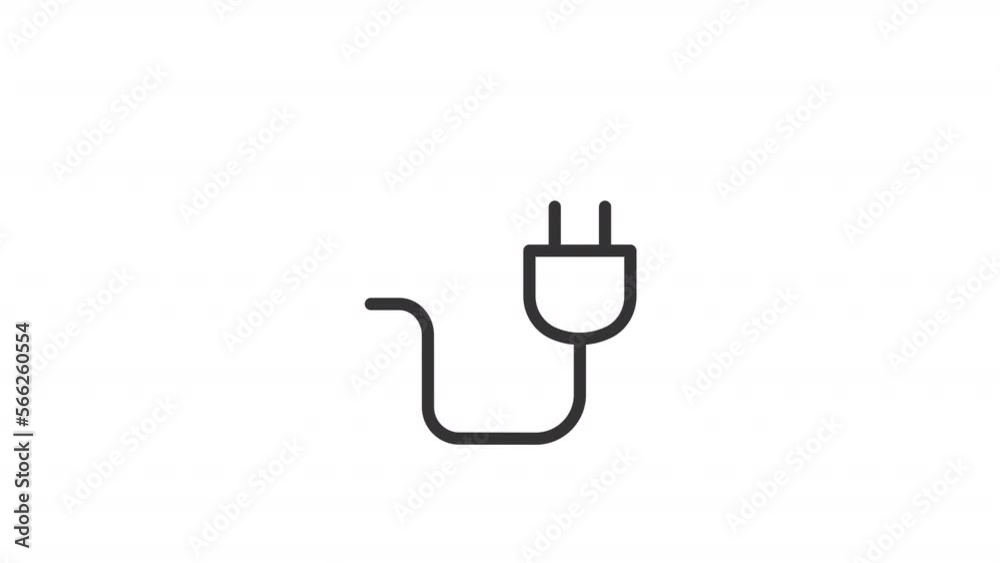 Animated plug linear icon. AC power connector. Connect to electrical ...