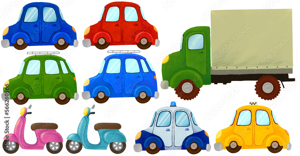 Cars clipart set. Isolated illustration an white background. Cars ...