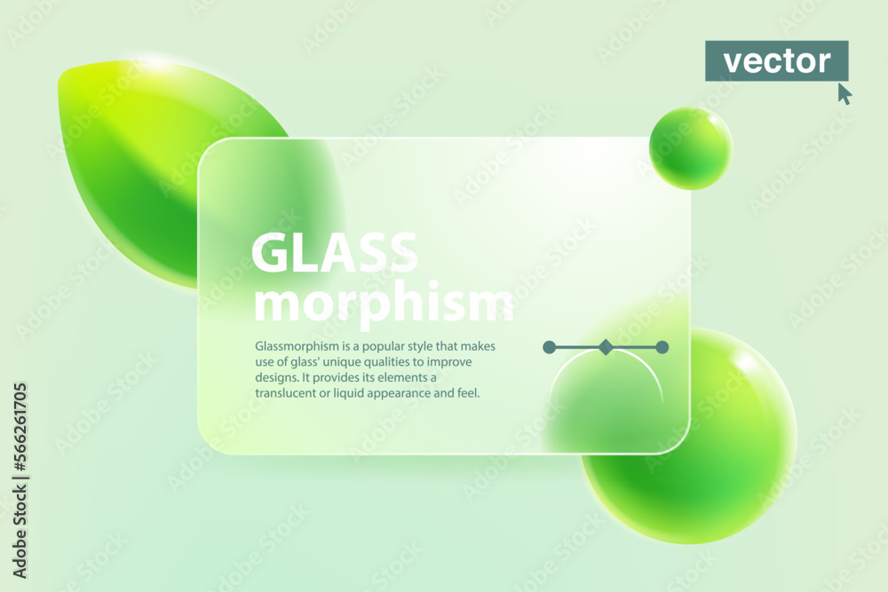Card screen in glassmorphism effect. Eco friendly template. Matte glass ...
