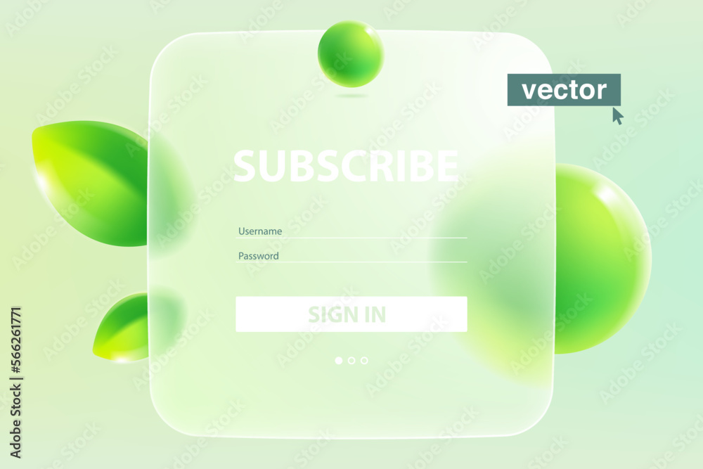 Transparent eco friendly subscription form in glassmorphism style ...