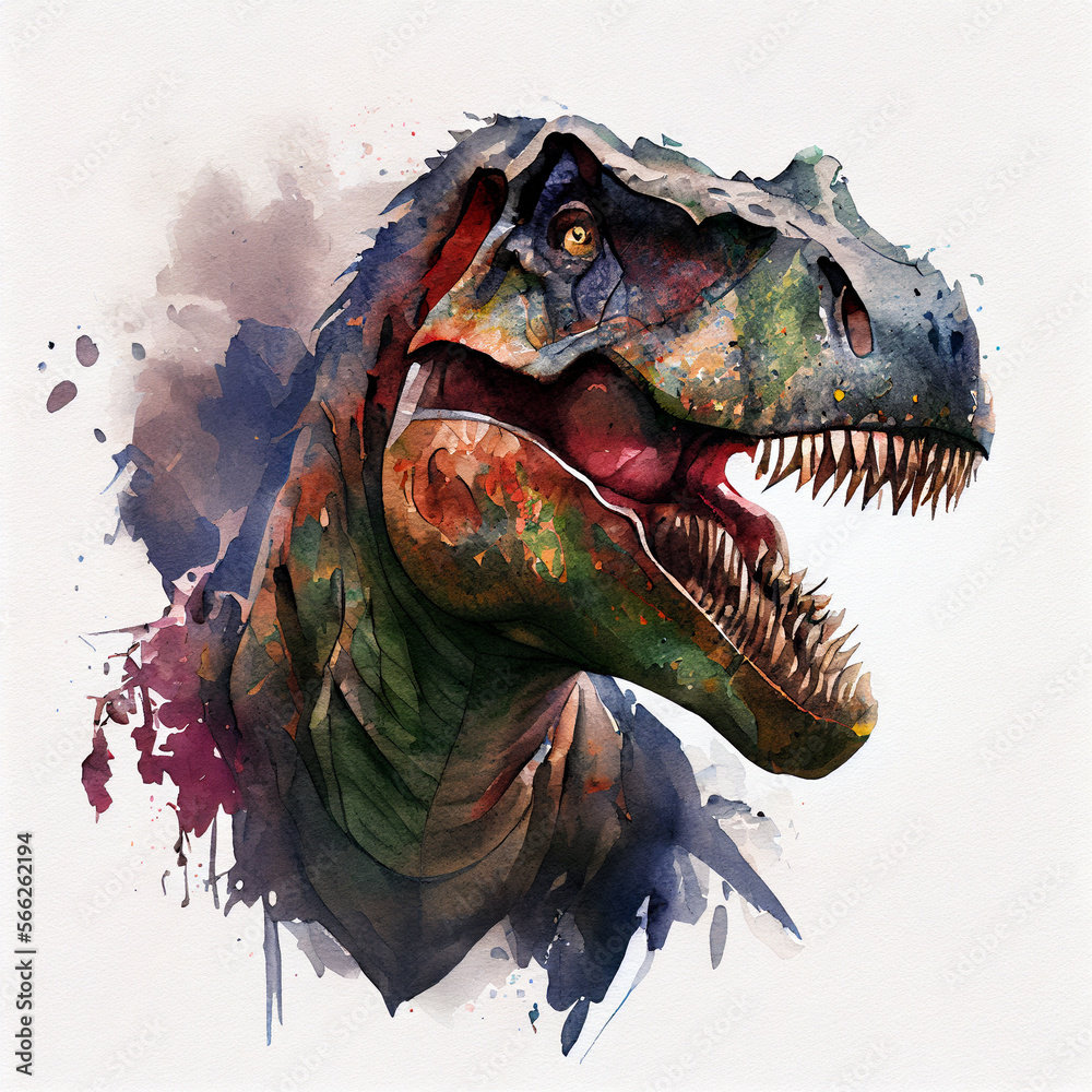 Tyrannosaurus T Rex Dinosaur watercolor style, AI Generative Stock ...