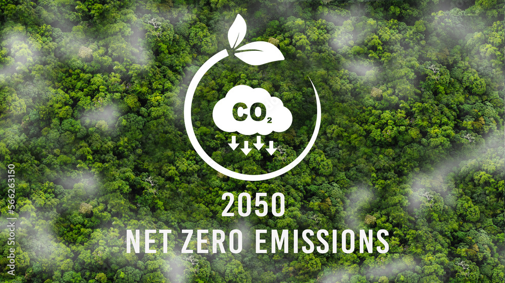 Reduce CO2 emission concept.Net zero by 2050. Carbon neutral on Top ...
