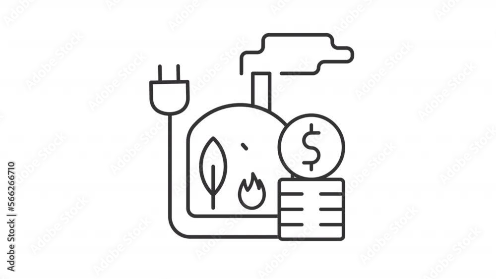 Animated Biomass Energy Linear Icon Price Of Clean Energy Generation