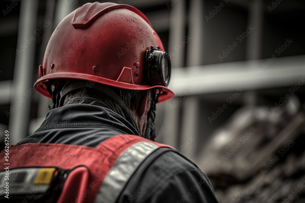 An emergency rescue man or firefighter team is safety coverall suit and ...