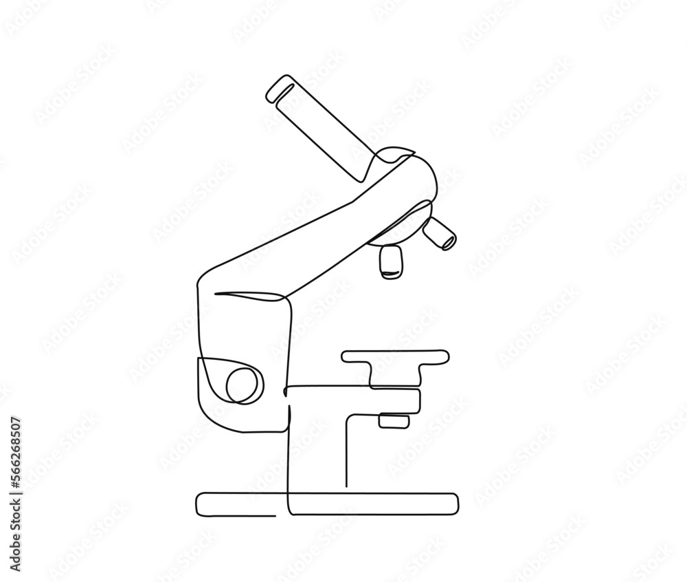Continuous one line drawing of microscope. Simple illustration of ...