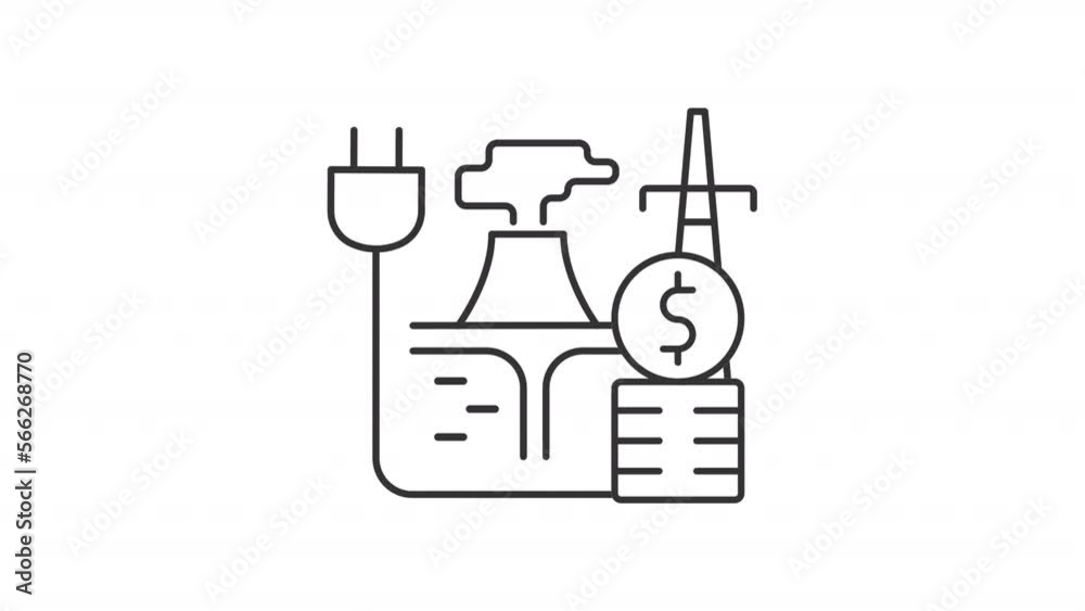 Animated geothermal linear icon. Cost of alternative energy. Renewable ...