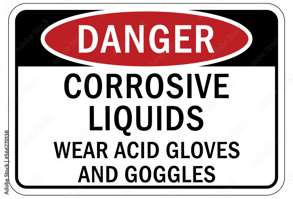 Protective equipment sign and labels corrosive liquid acid wear acid ...