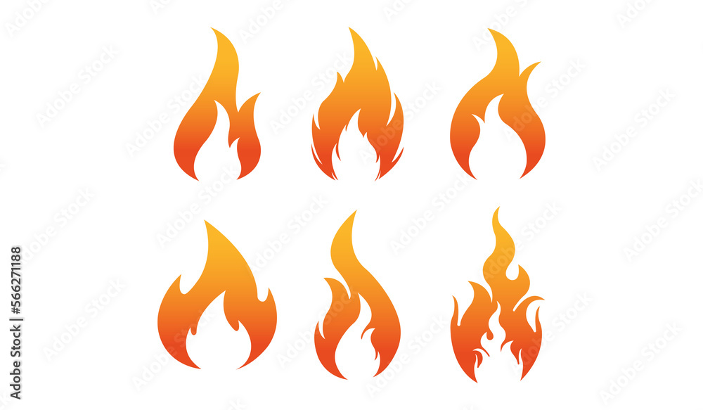 fire flames set, Fire flames icon and symbols Stock Illustration ...