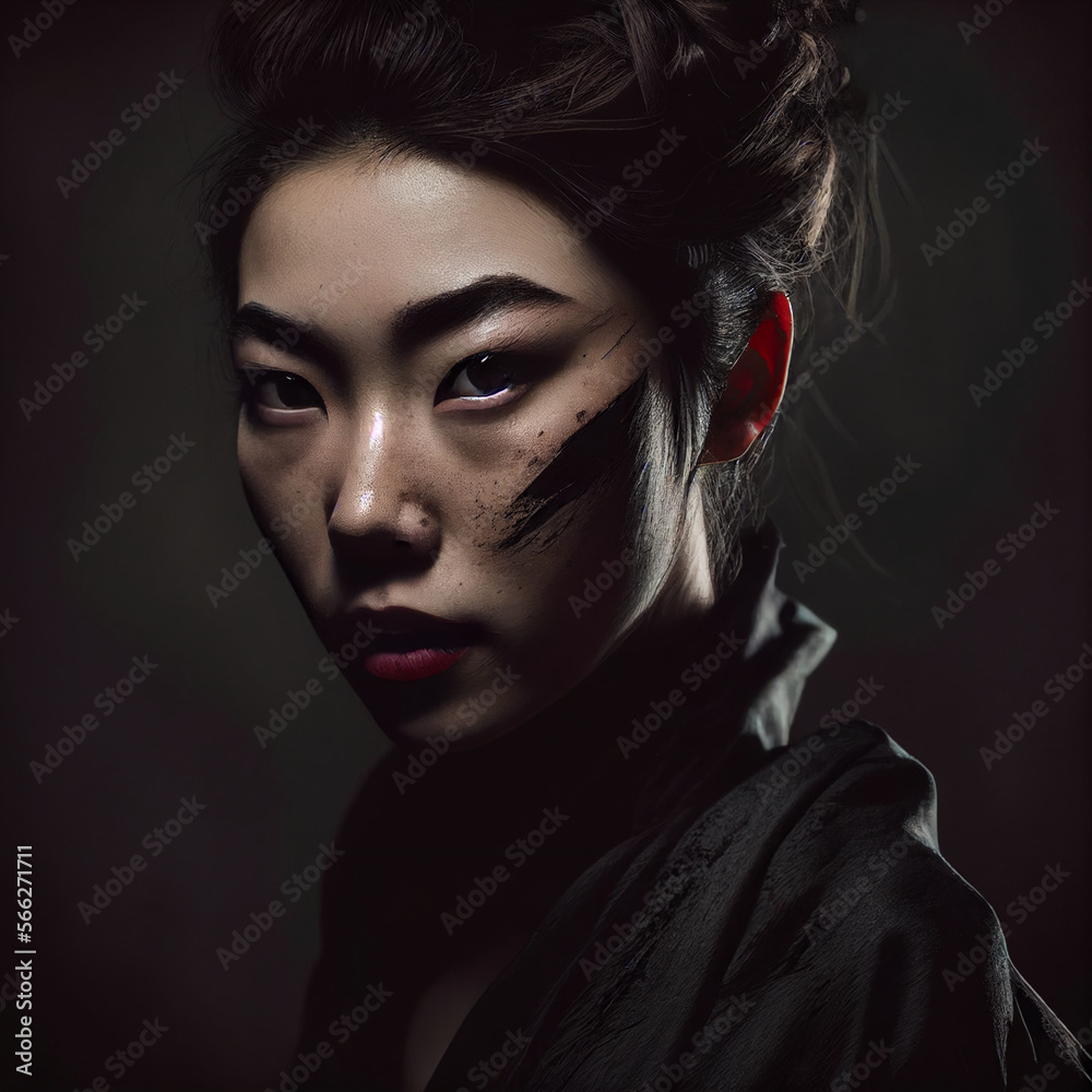 Evil Japanese Vampire Woman Lips Gothic Horror Halloween Assassin Thief ...