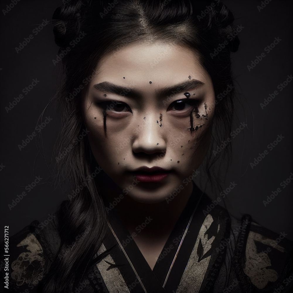 Evil Japanese Vampire Woman Lips Gothic Horror Halloween Assassin Thief ...