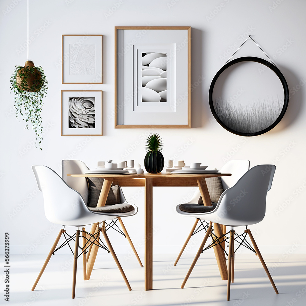 Poster frame modern dining room interior minimalist style photo with ...