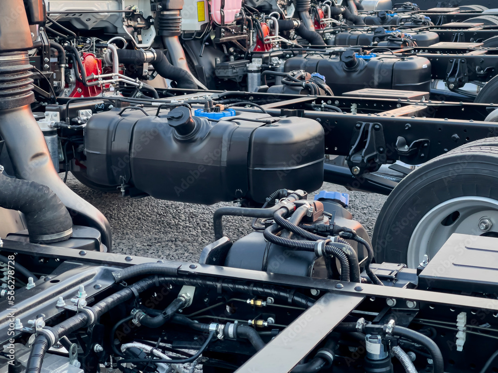 Truck Car Gearbox Inside Under The Hood Chassis Clean View On Chassis Frame Equipment Car Back