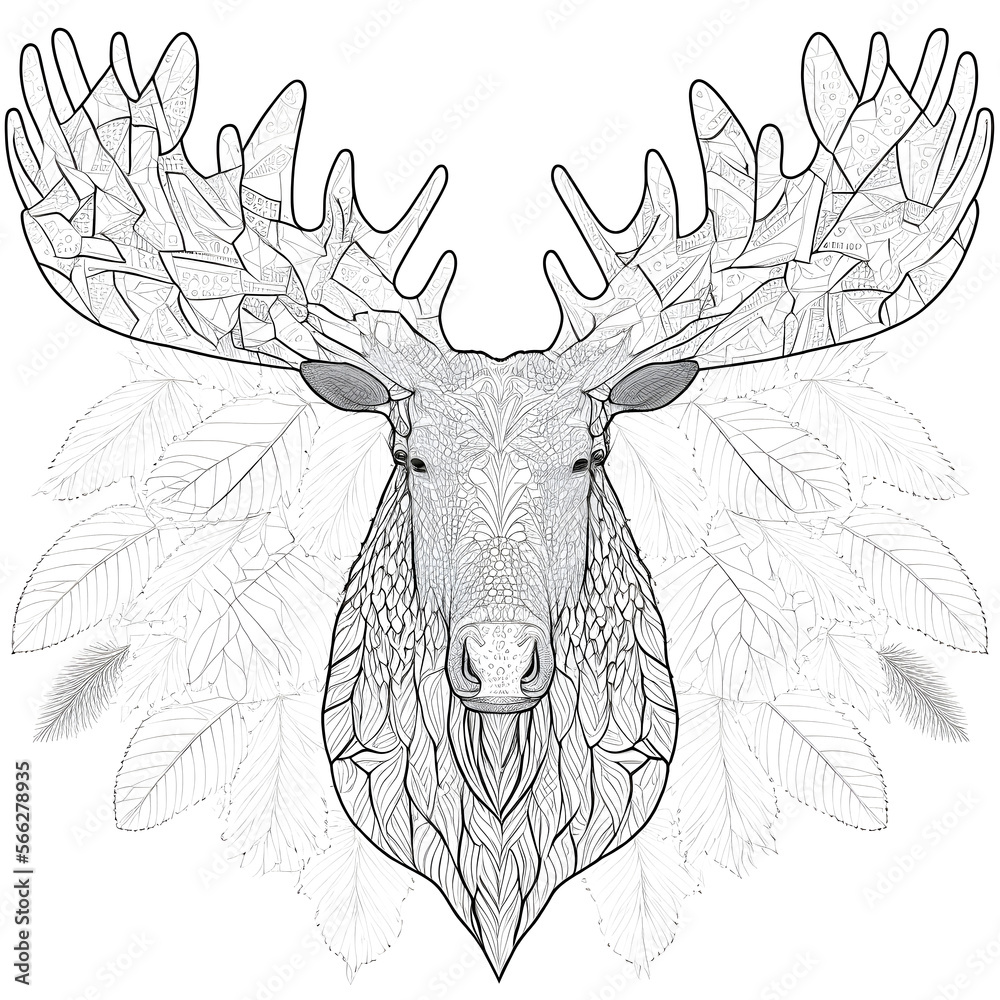 Mandala Moose Coloring Page, Moose Coloring Page, Animal Coloring Page ...
